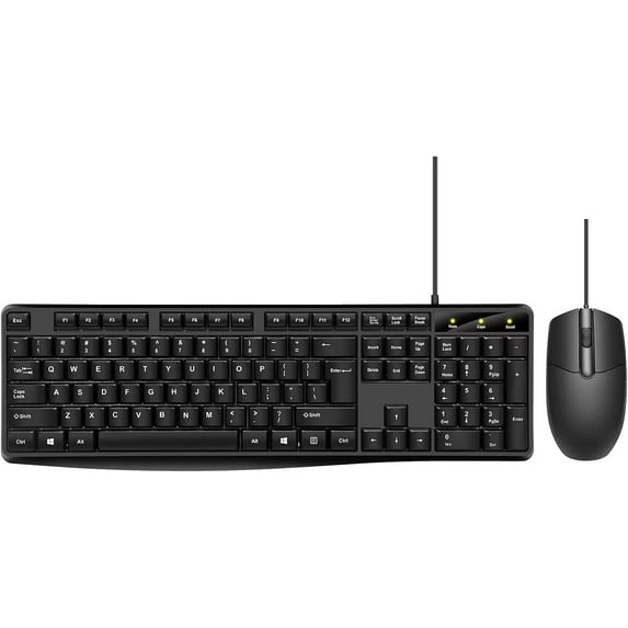 RREGER-Wired Keyboard and Mouse, 104 Keys Wired Keyboard with Numeric ...