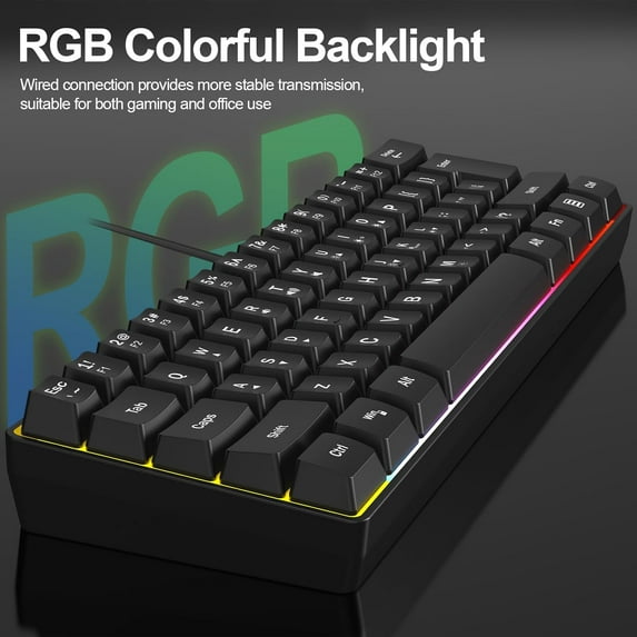 RREGER-Wired RGB Gaming Membrance Keyboard. 60 Percent Mini Creamy LED ...
