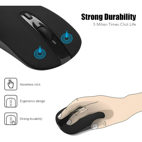 RREGER-Wireless Computer Mouse, 2.4G Slim Cordless Mice Less Noise for ...