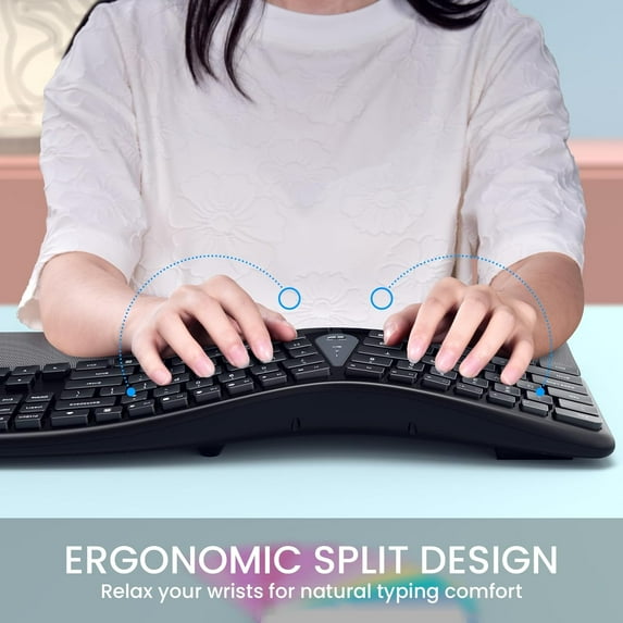 RREGER-Wireless Ergonomic Keyboard, Split Keyboard with Wrist Rest and ...