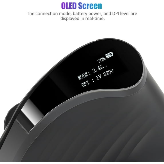 RREGER-Wireless Ergonomic Mouse with OLED Screen, Rechargeable Silent ...