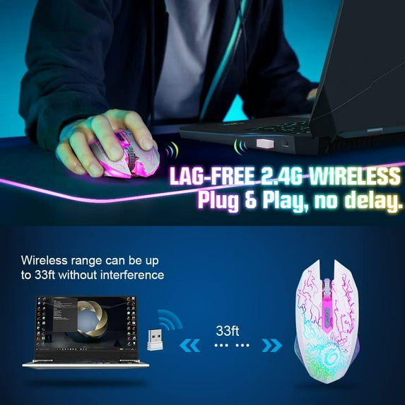 RREGER-Wireless Gaming Mouse, Rechargeable Computer Mouse Mice with ...