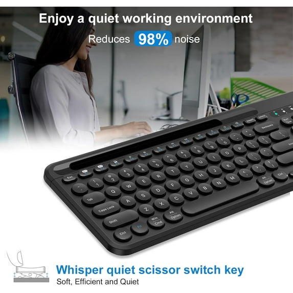 RREGER-Wireless Keyboard, Dual Mode (BT+2.4G) Wireless Keyboard, Silent ...