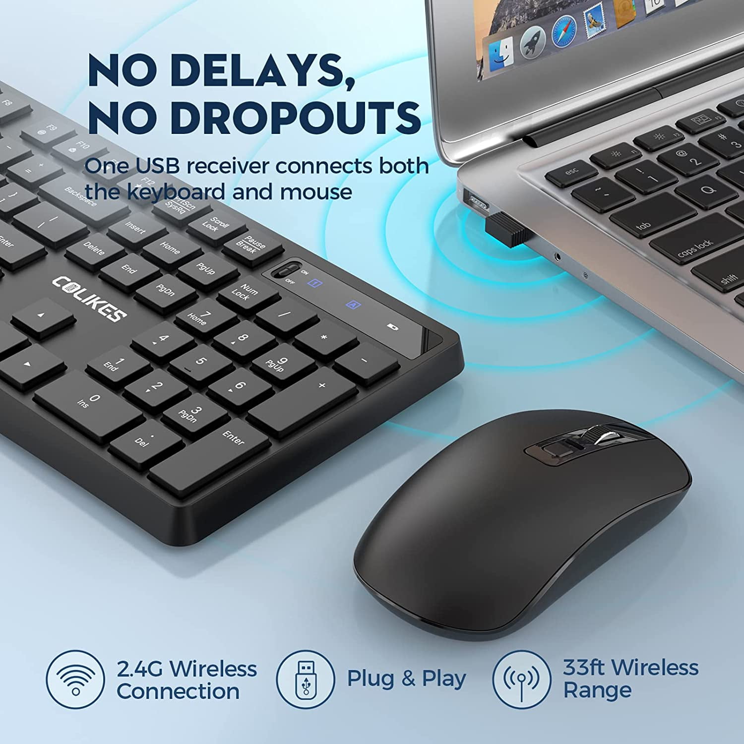 RREGER-Wireless Keyboard and Mouse Combo, 2.4G USB Cordless Mouse and ...