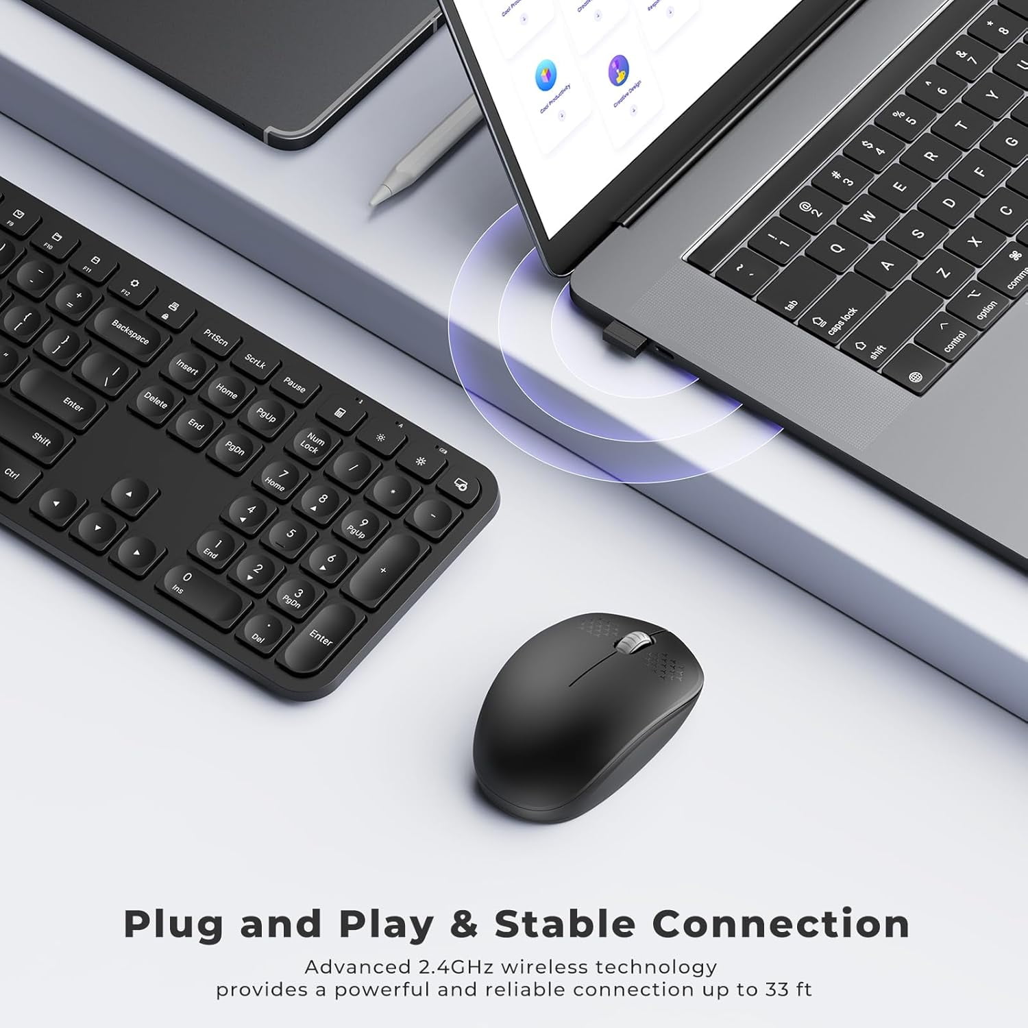 RREGER-Wireless Keyboard and Mouse Combo - Full Size 2.4G USB Wireless ...