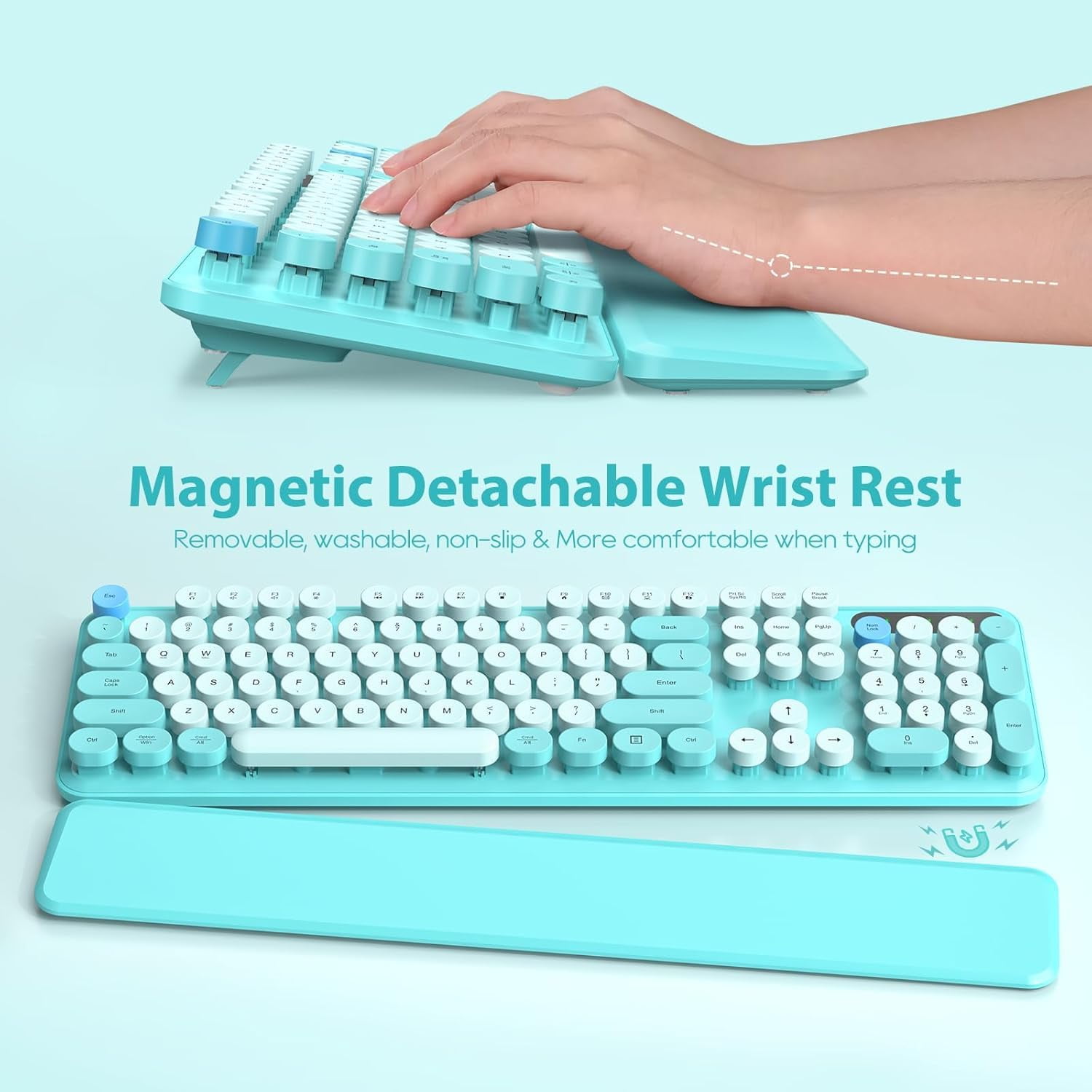 RREGER-Wireless Keyboard and Mouse Combo, Full-Size Retro Typewriter ...