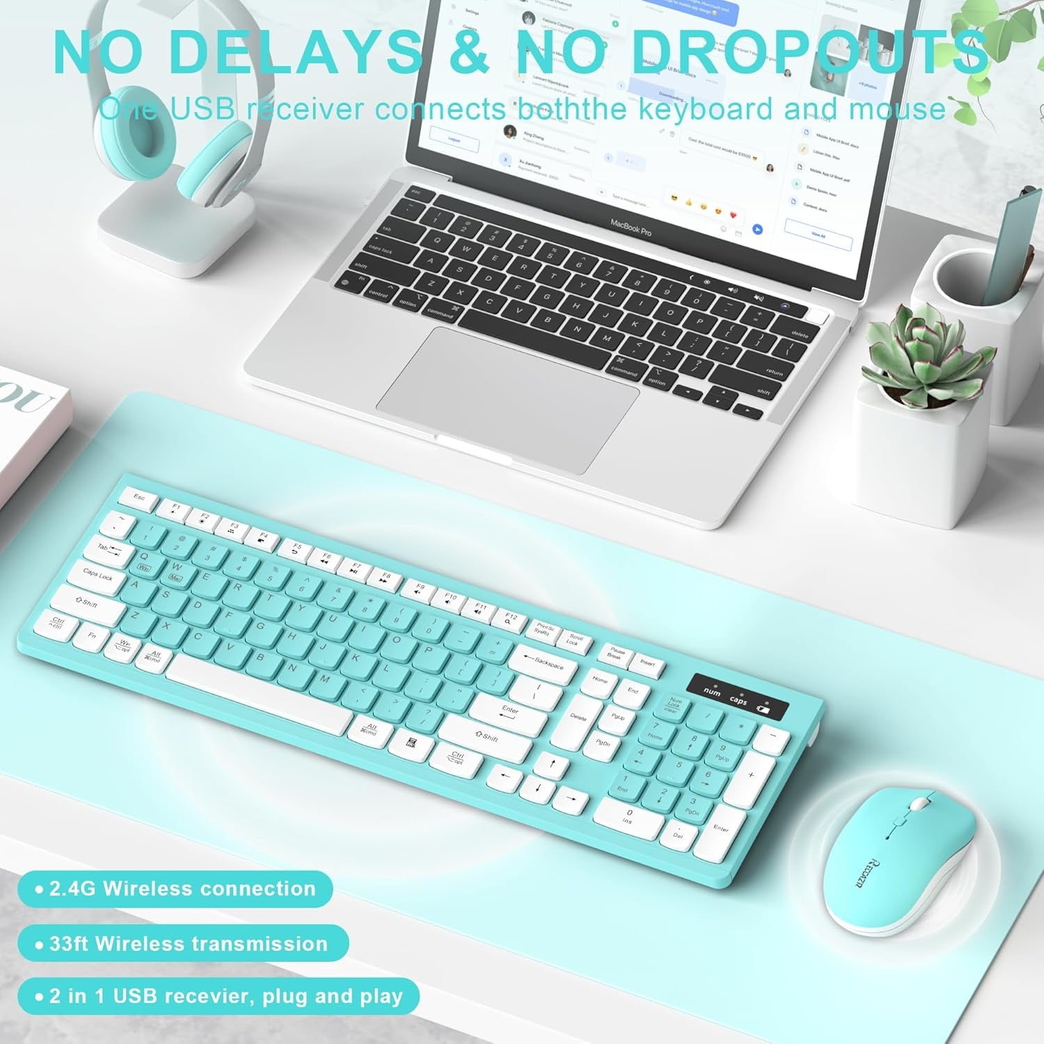 RREGER-Wireless Keyboard and Mouse Combo, Full-Sized Keyboard and ...