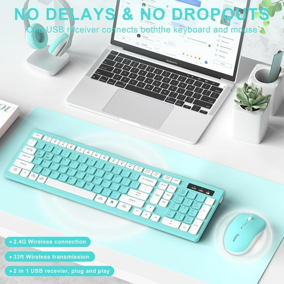 RREGER-Wireless Keyboard and Mouse Combo, Full-Sized Keyboard and ...