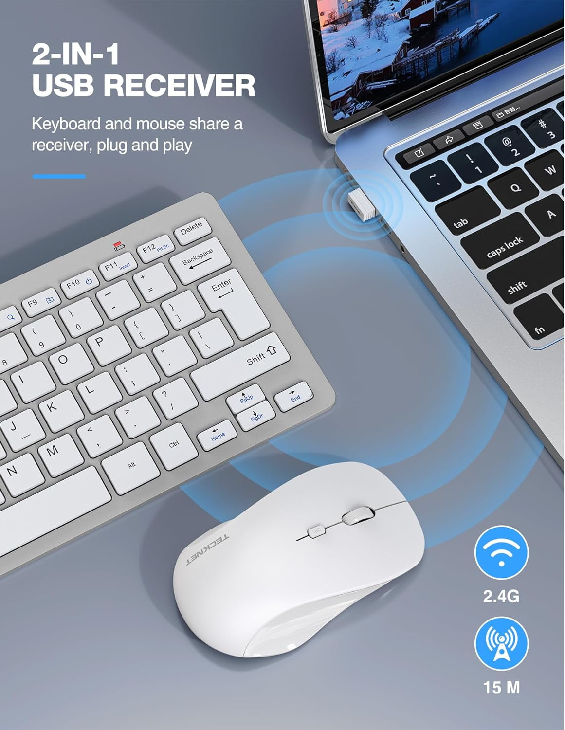 RREGER-Wireless Keyboard and Mouse Combo, Mini Cordless Computer ...