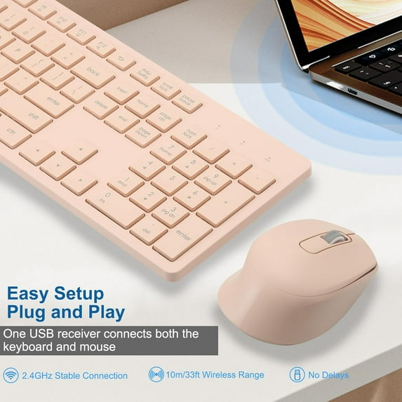 RREGER-Wireless Keyboard and Mouse Combo, Quiet and Soft 2.4G Full-Size ...