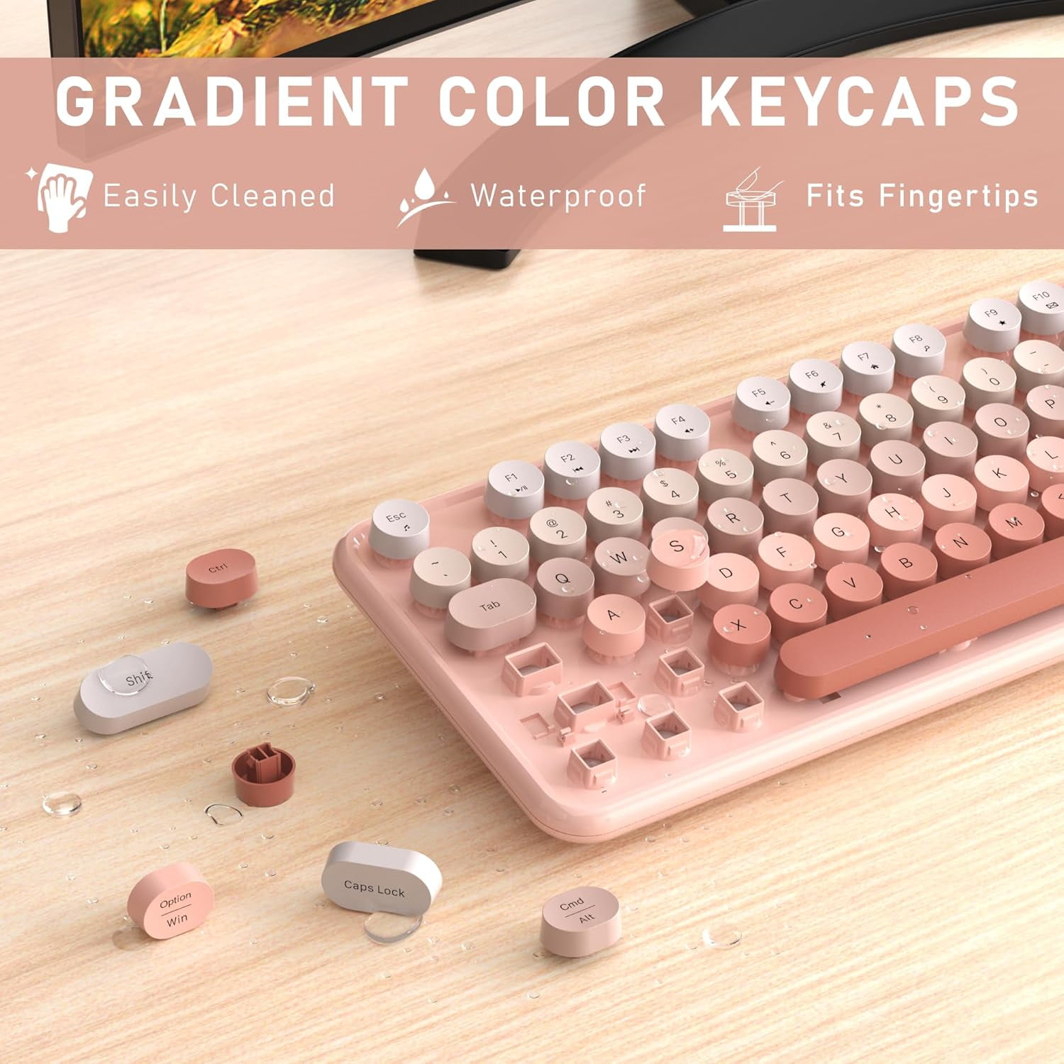 RREGER-Wireless Keyboard and Mouse, Full-Size Retro Typewriter Keyboard ...