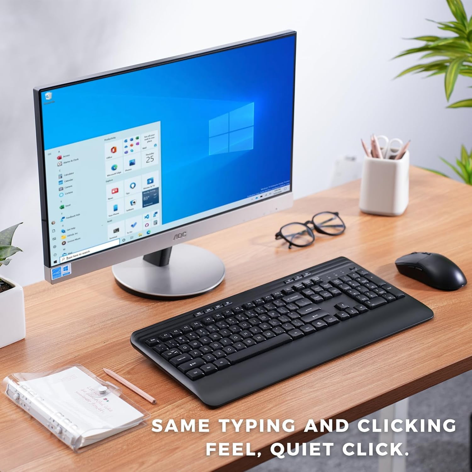RREGER-Wireless Keyboard and Mouse Set with Quiet Keys, 2.4G Full Size ...