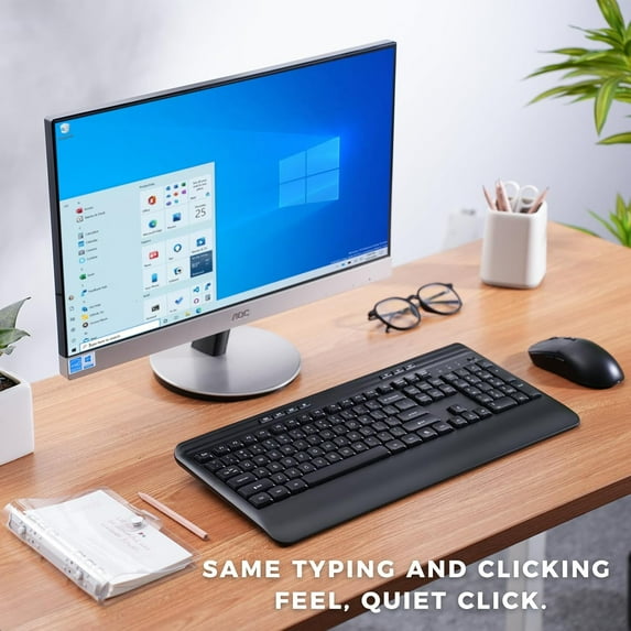 RREGER-Wireless Keyboard and Mouse Set with Quiet Keys, 2.4G Full Size ...