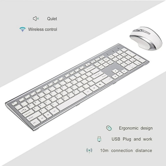 RREGER-Wireless Keyboard and Mouse Combo USB 2.4G Wireless Keyboard ...