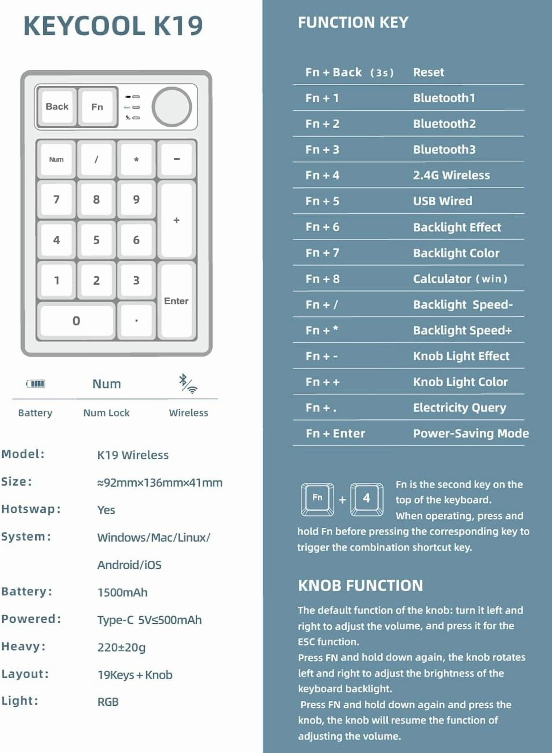 RREGER-Wireless Mechanical Numpad Barebones Kit, Gasket Programmable ...