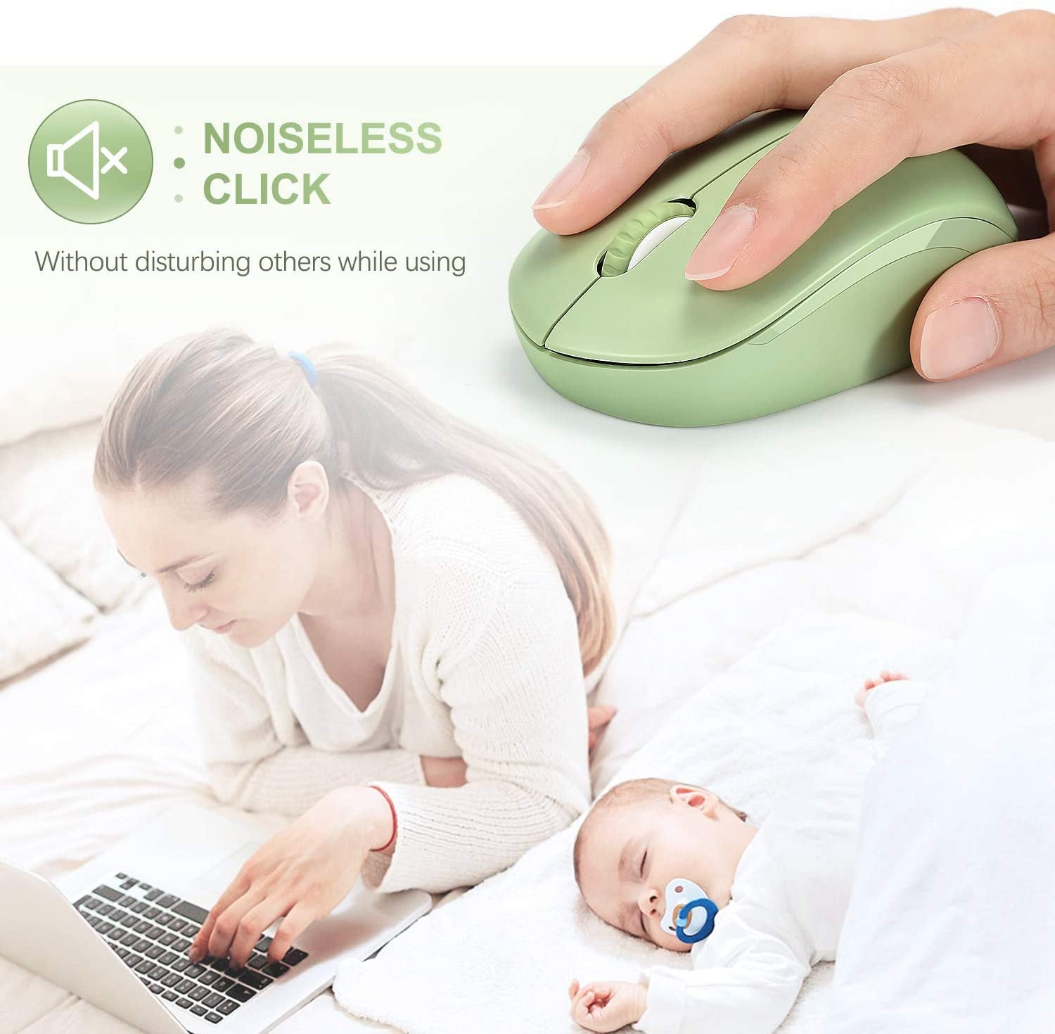 RREGER-Wireless Mouse, 2.4G Noiseless Mouse with USB Receiver Portable ...