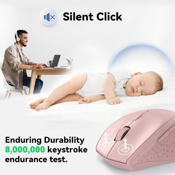 RREGER-Wireless Mouse, 2.4G USB Computer Mouse with 6-Level Adjustable ...