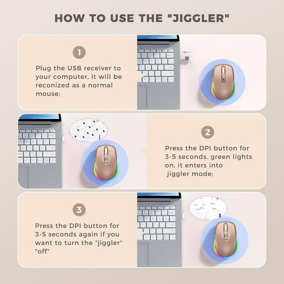 RREGER-Wireless Mouse Jiggler - LED Wireless Mice with Build-in Mouse ...
