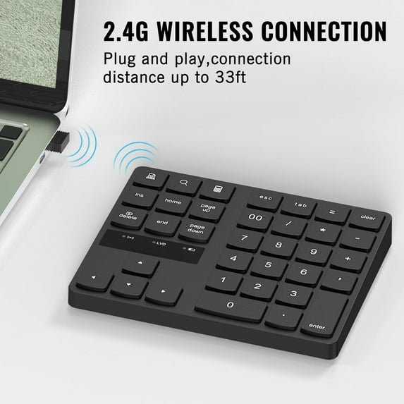 RREGER-Wireless Number Pad, Numeric Keypad Ultra-Silent Rechargeable 2 ...