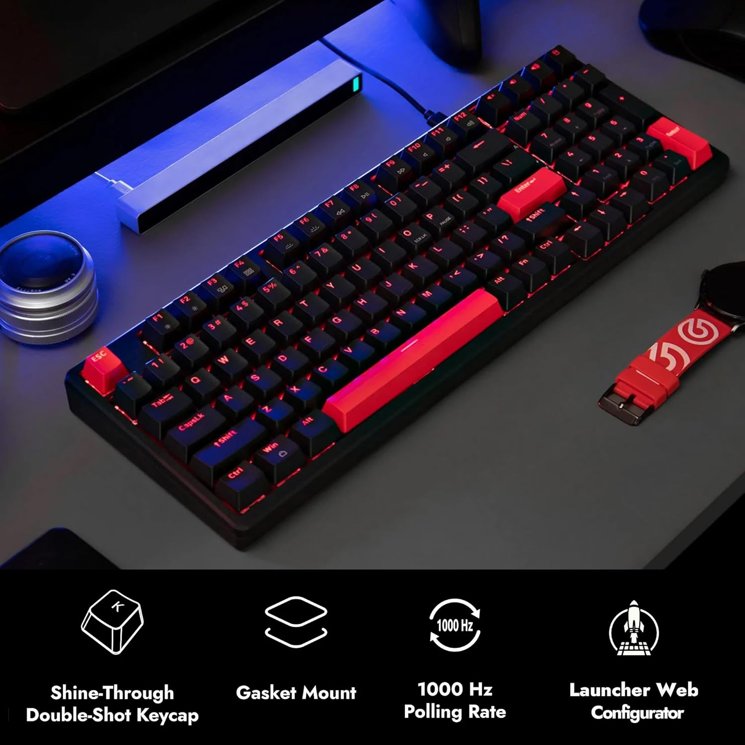 RREGER-X5 Wired Gaming LED Backlight QMK/Launcher Mechanical Keyboard ...