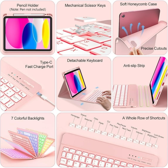 RREGER-for iPad 11/10th Gen Case with Keyboard(11" A16 2025 & 10.9 ...