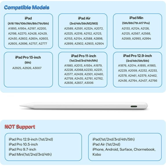 RREGER-iPad Air 13/11 inch Pencil, Stylus Pen for iPad Air 3/4/5/M2/M3 ...