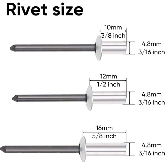 RRFDWQ-120Pcs 3/16" x 3/8",1/2",5/8" Closed End Aluminum Blind Rivets ...