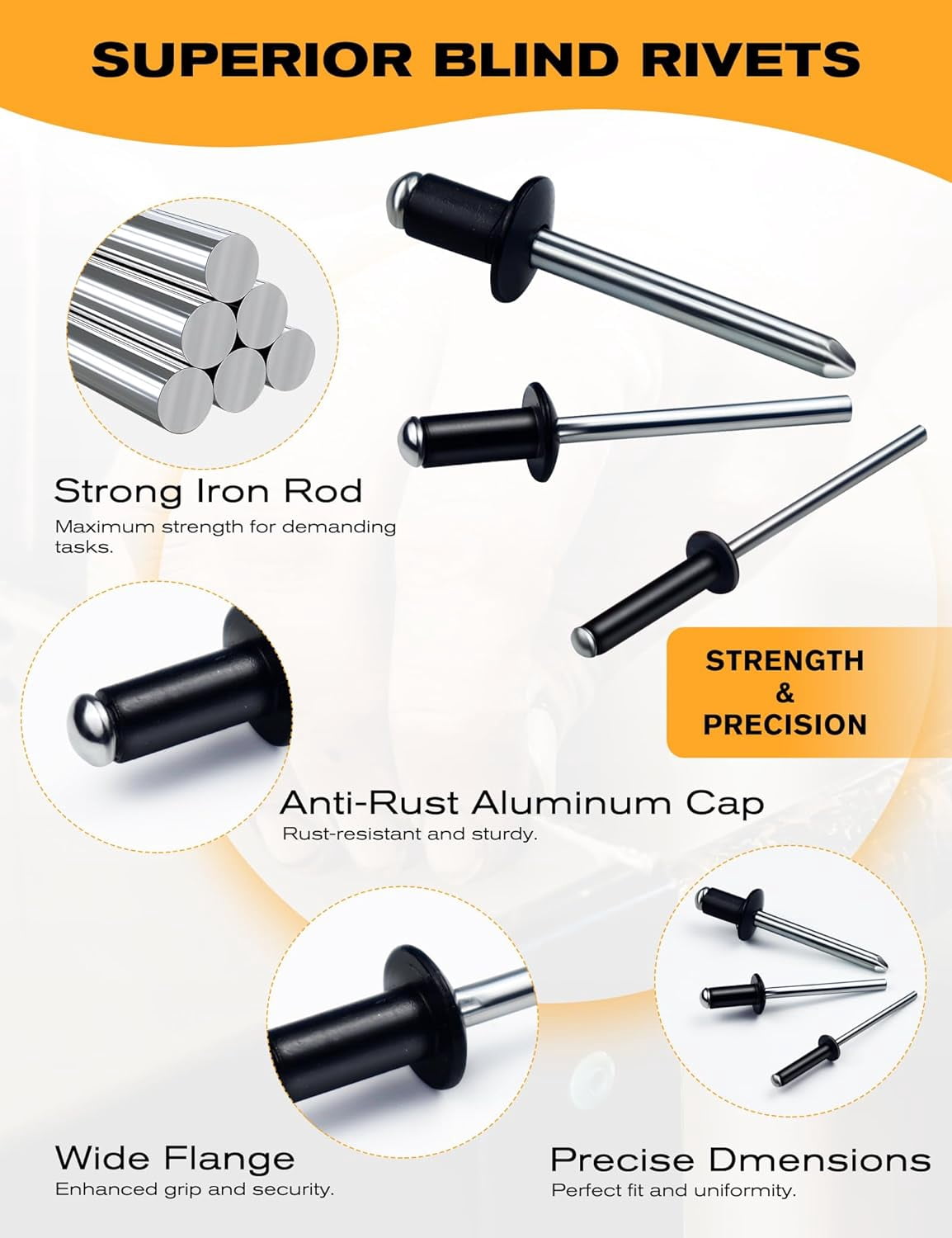 RRFDWQ-Aluminum Blind Rivets 3/16 x 5/8" - Pack of 100 – Dome Head Pop ...