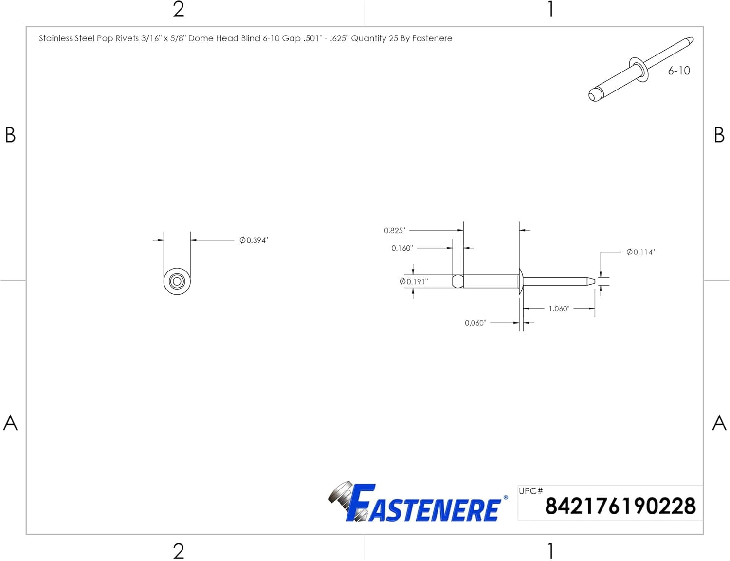 RRFDWQ-Pop Rivets - 3/16" x 5/8" (25pcs) Heavy Duty, Open-End ...