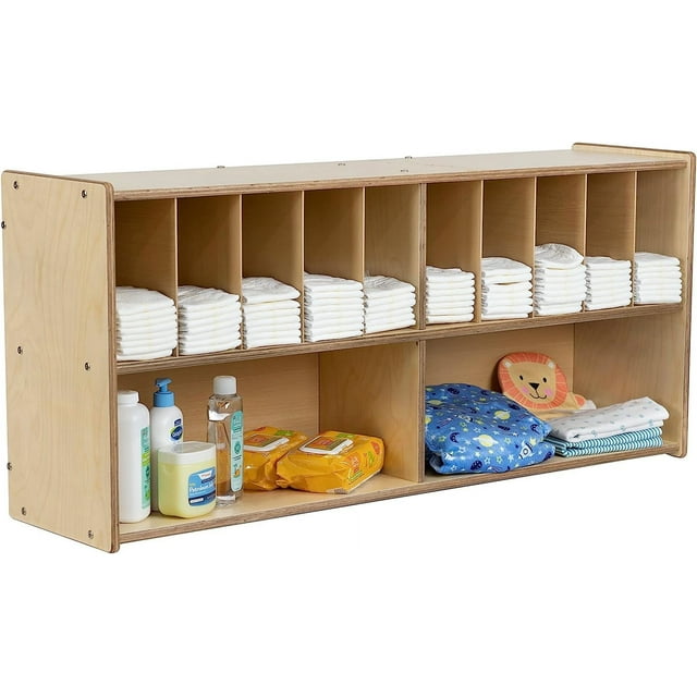 RRI Goods Diaper Storage Organizer, Solid Birch Plywood Wall Mount Baby ...