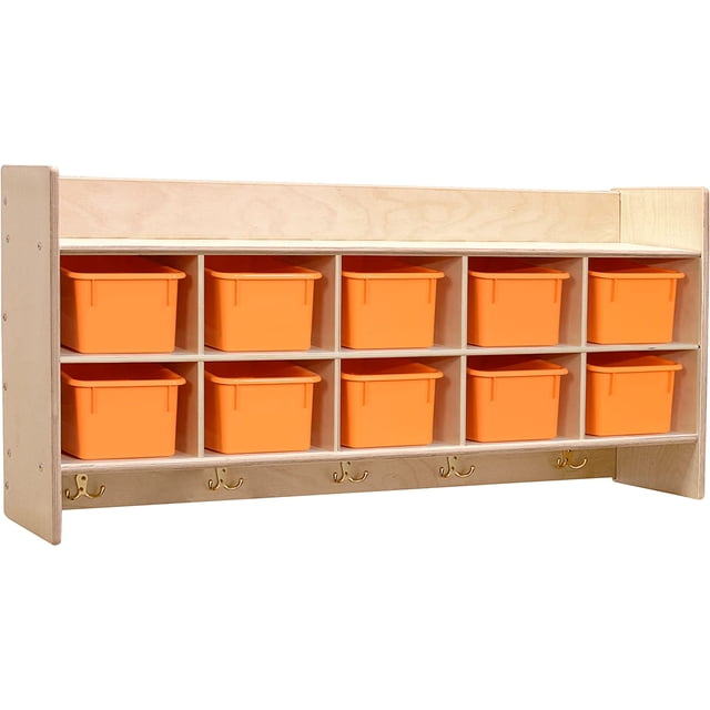 RRI Goods Playschool 10 Section Wall Mounted Storage Cabinet w Orange ...