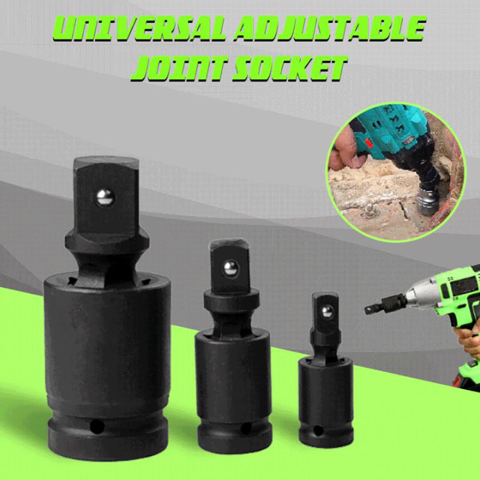 RRJ 3Pcs Pneumatic Joint Socket, Swivel Socket Wrench Adapter for ...
