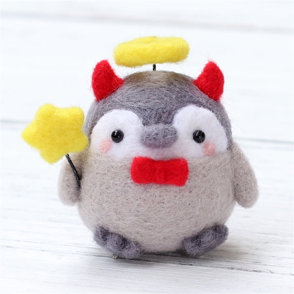 RRJ DIY Poke Wool Felting Kit, Penguin Pattern Craft Supplies with Foam ...