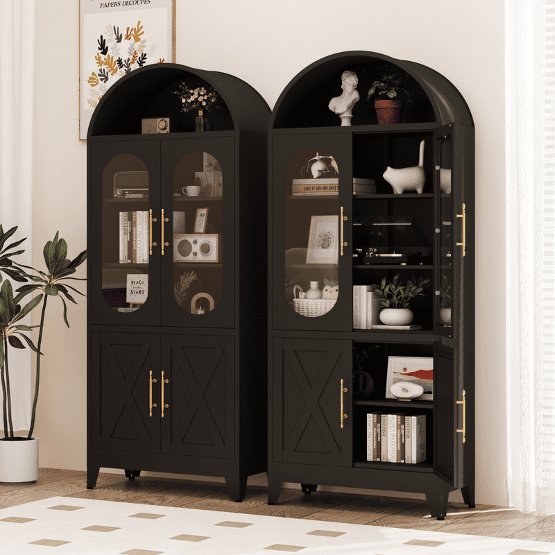 RRO Modern Metal Kitchen Pantry Storage Hutch Cabinet with Doors and ...