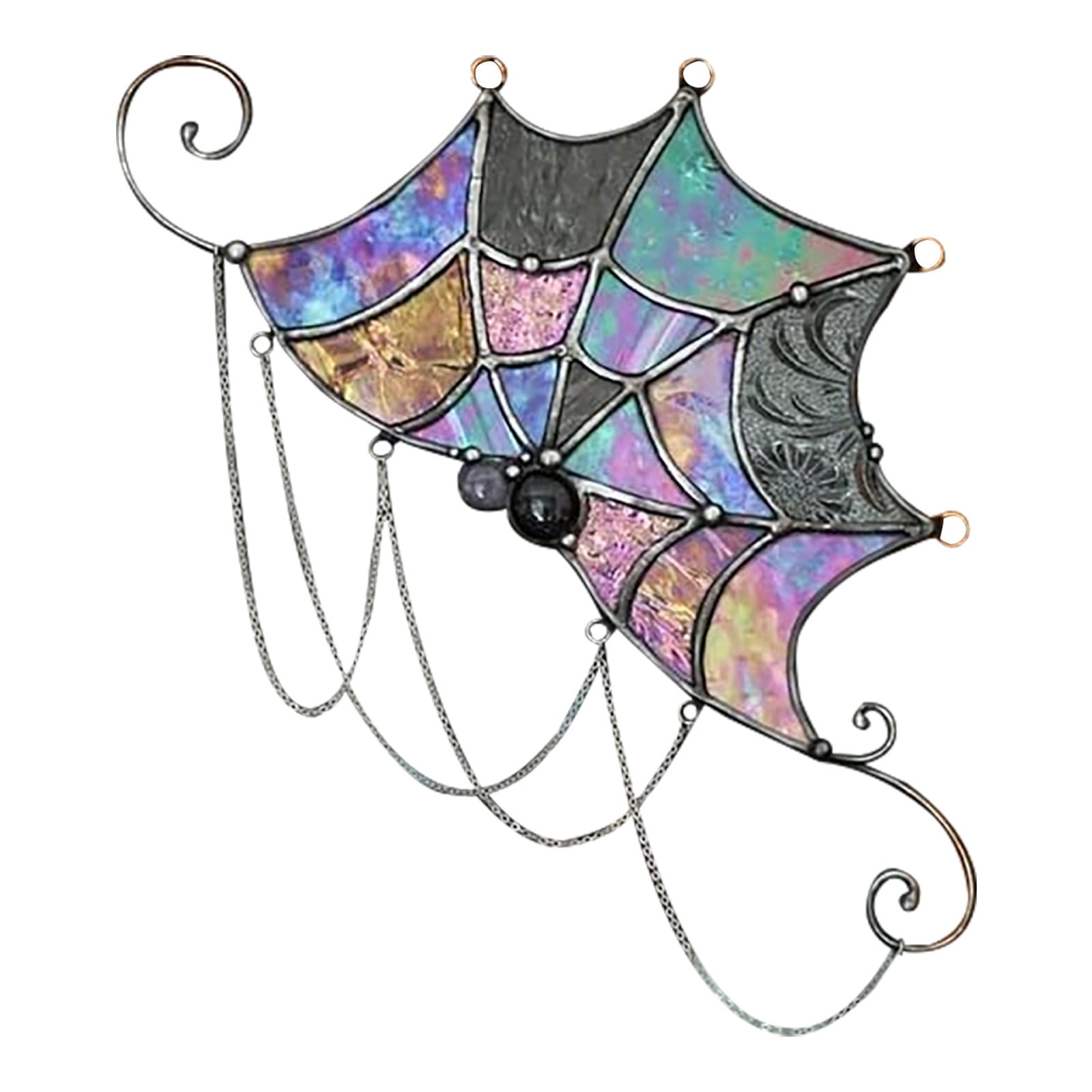 RRSCC Spiderweb Door Topper Stained Glass Spider Webs Corner,Horror ...