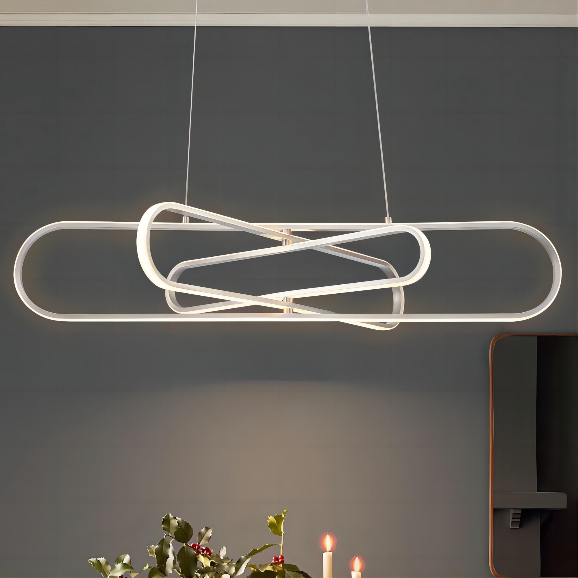 RRTYO 3-Tier Modern Linear Sputnik Geometric LED Pendant Light Circle ...