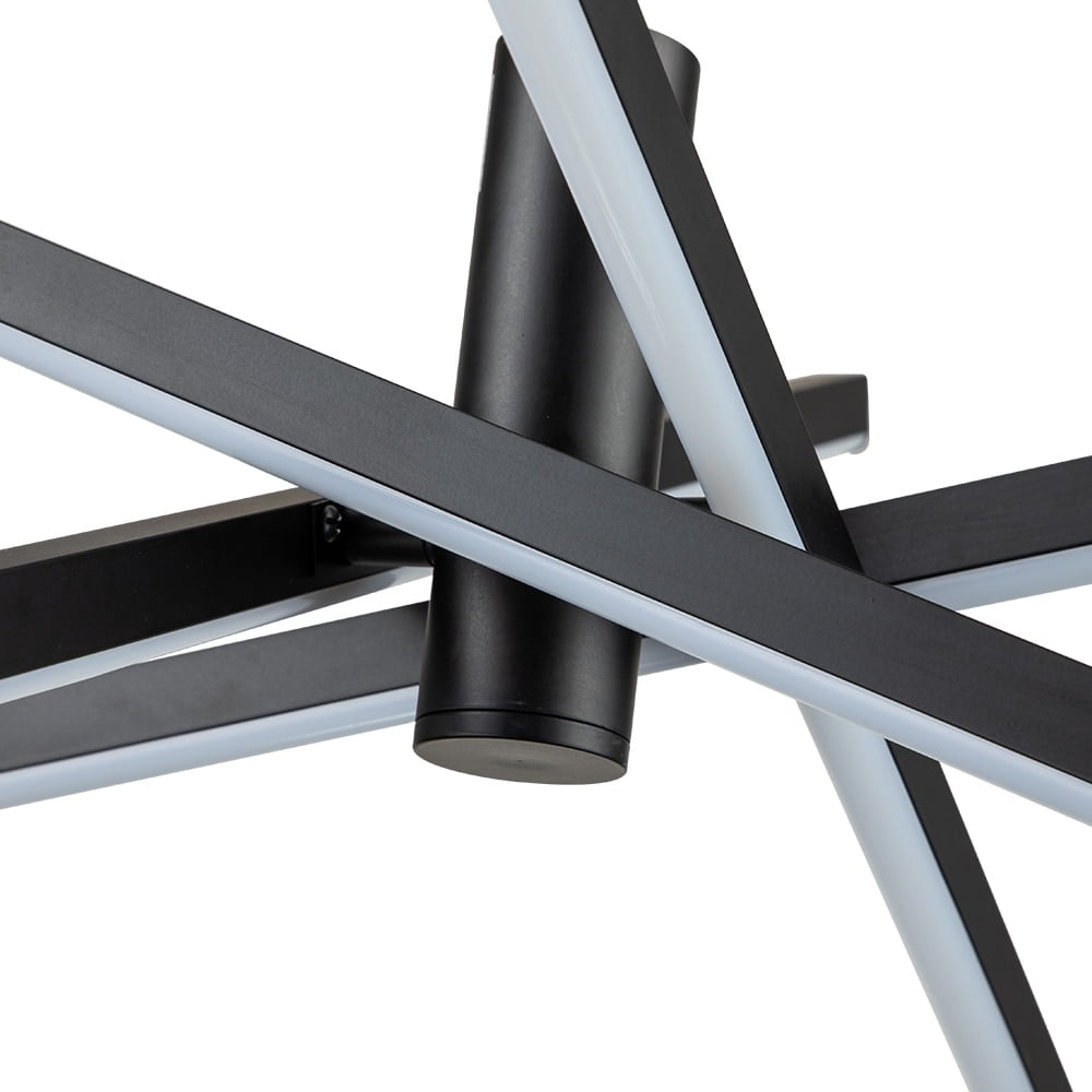 RRTYO Black/ Gold Modern Aluminum LED Chandelier Linear Sputnik Ceiling ...