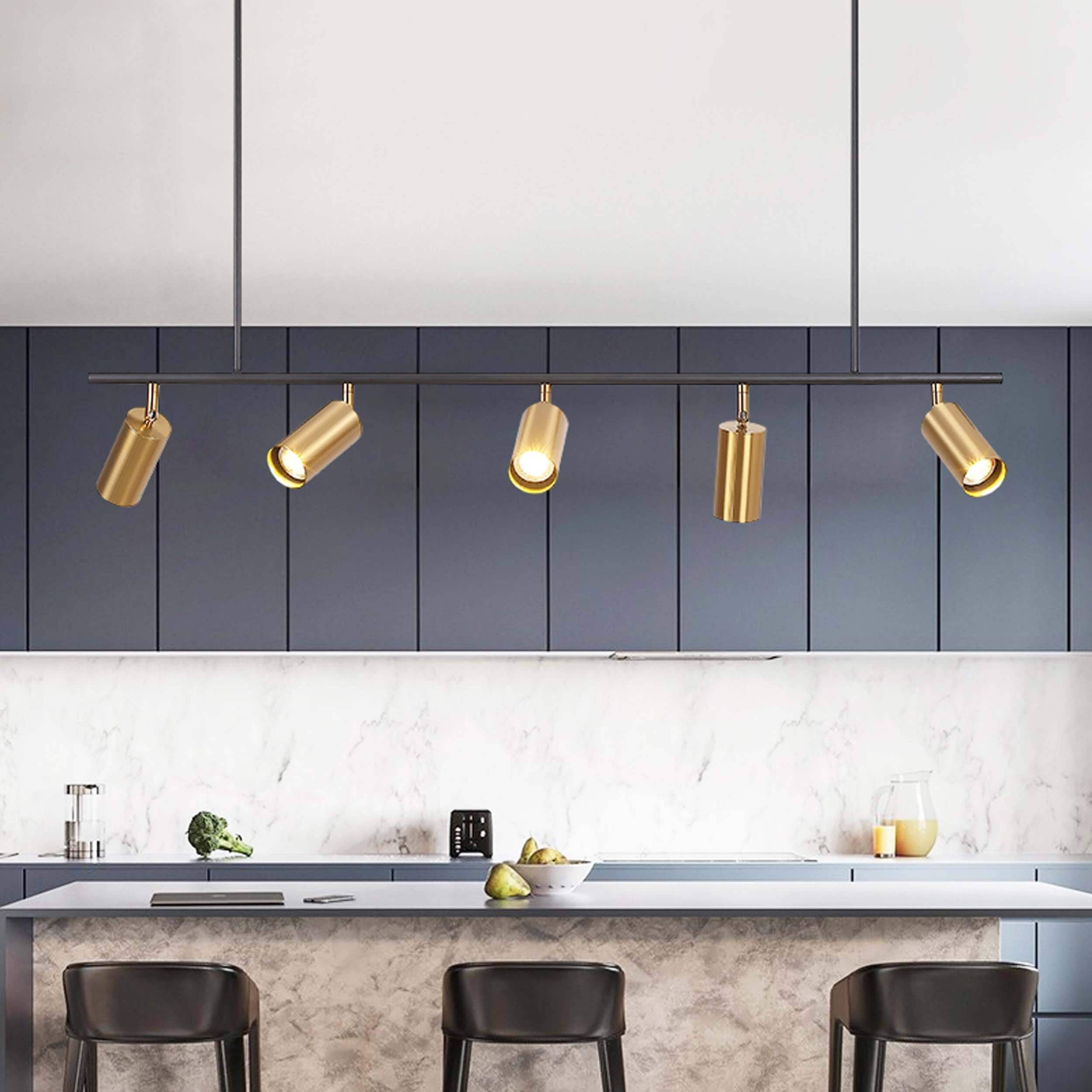 RRTYO 5 - Light Modern Metal Black Linear Pendant Track Lighting Gold ...