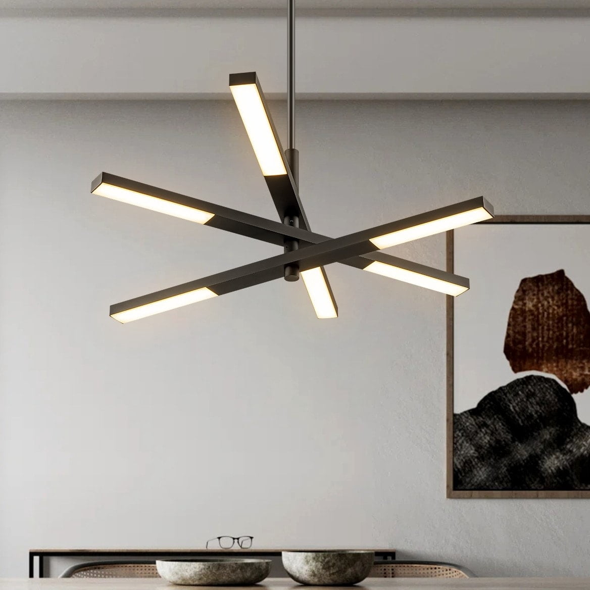 RRTYO Modern Tiered Linear Sputnik Chandelier Warm Light 3000K ...