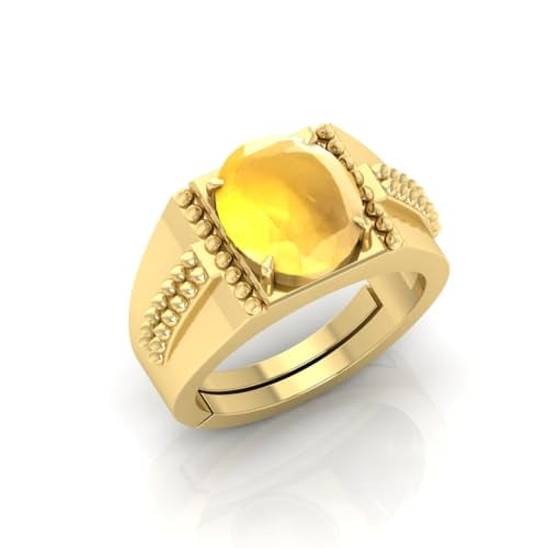RRVGEM Pukhraj Ring 12.25 Carat Certified AAA++ Quality Natural Yellow ...