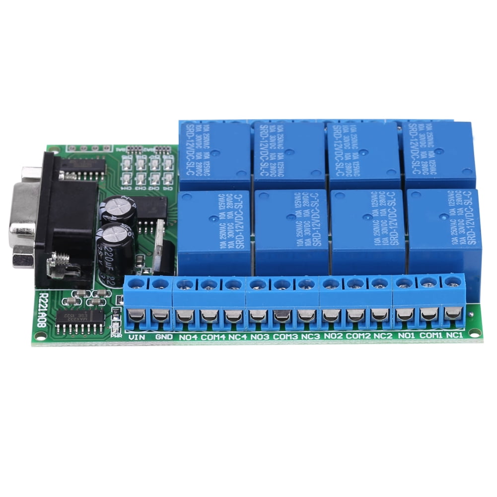 RS 232 Relay, 8-Channel Relay ,12V 8-Channel DB9 RS 232 Relay Module Remote Control Switch Smart ...