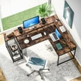 RS L Shaped Desk with Monitor Shelf, Reveible Corner Computer Desk for ...