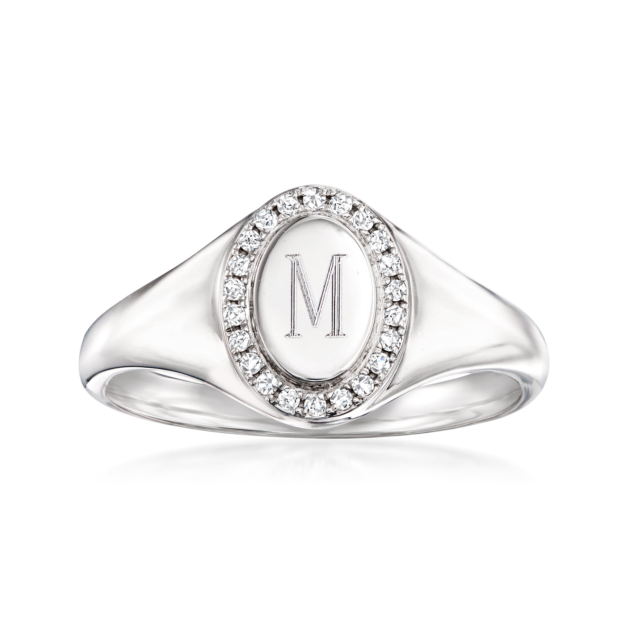 Pure Collection by Ross-Simons 0.10 ct. t.w. Diamond Personalized Oval ...