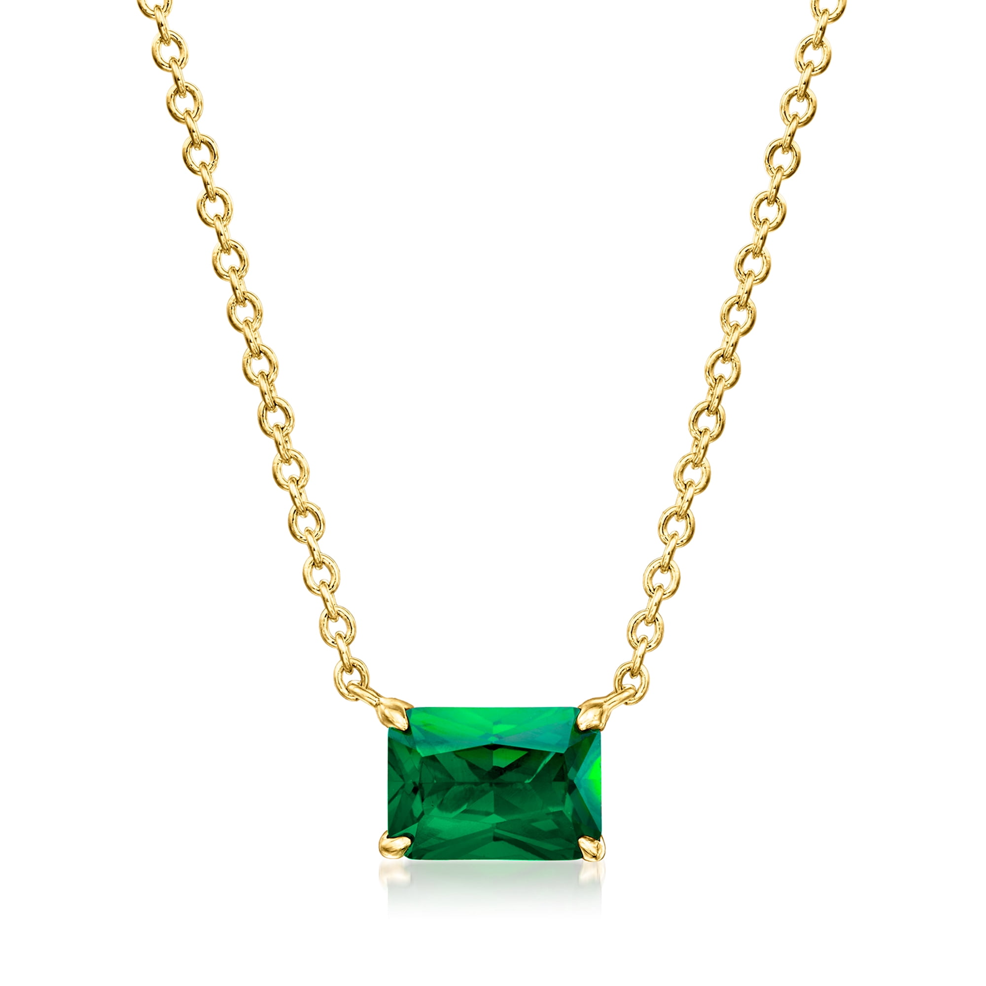 RS Pure by Ross-Simons 0.60 Carat Lab-Grown Emerald Necklace in 18kt ...