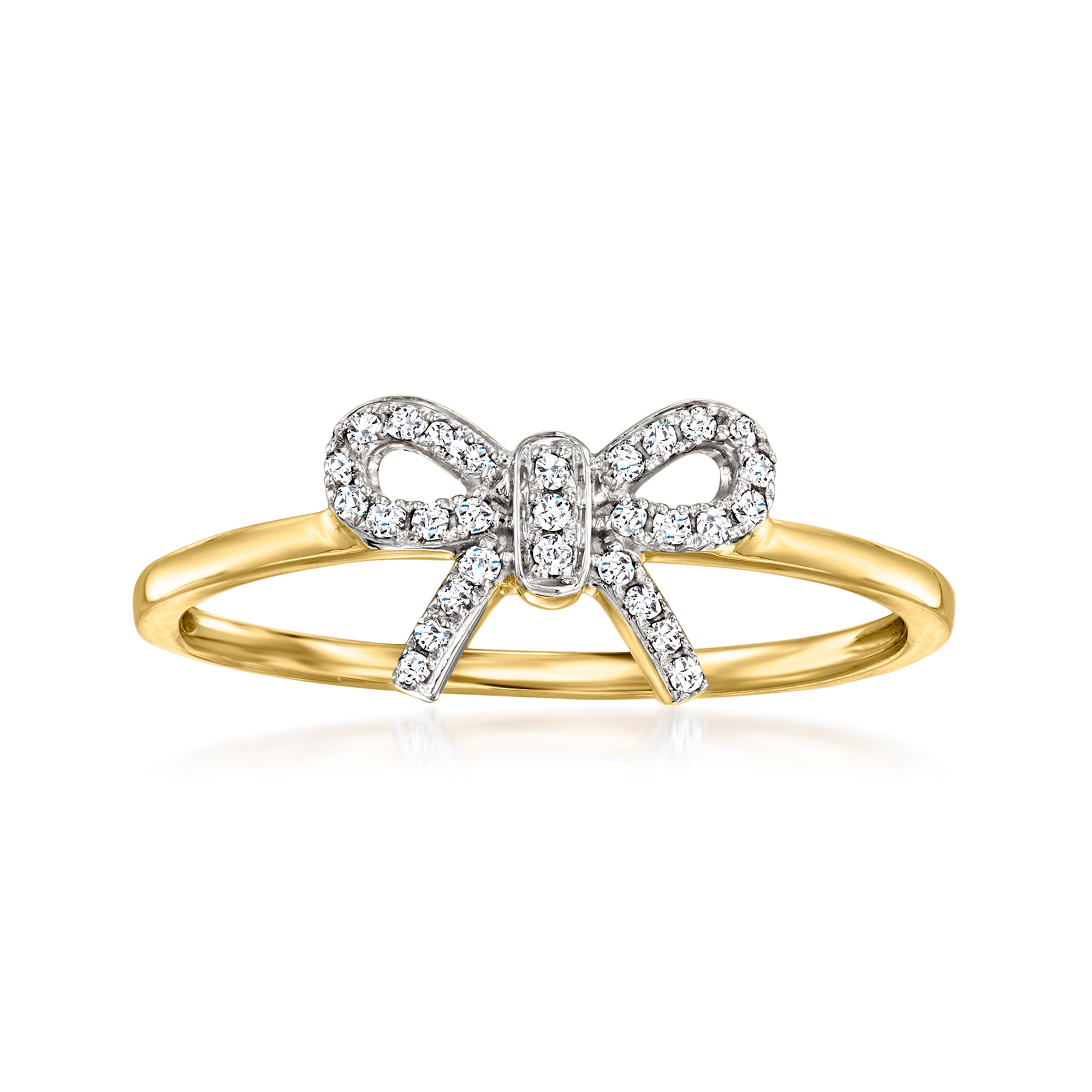 Pure Collection by Ross-Simons Diamond-Accented Bow Ring in 14kt Yellow ...
