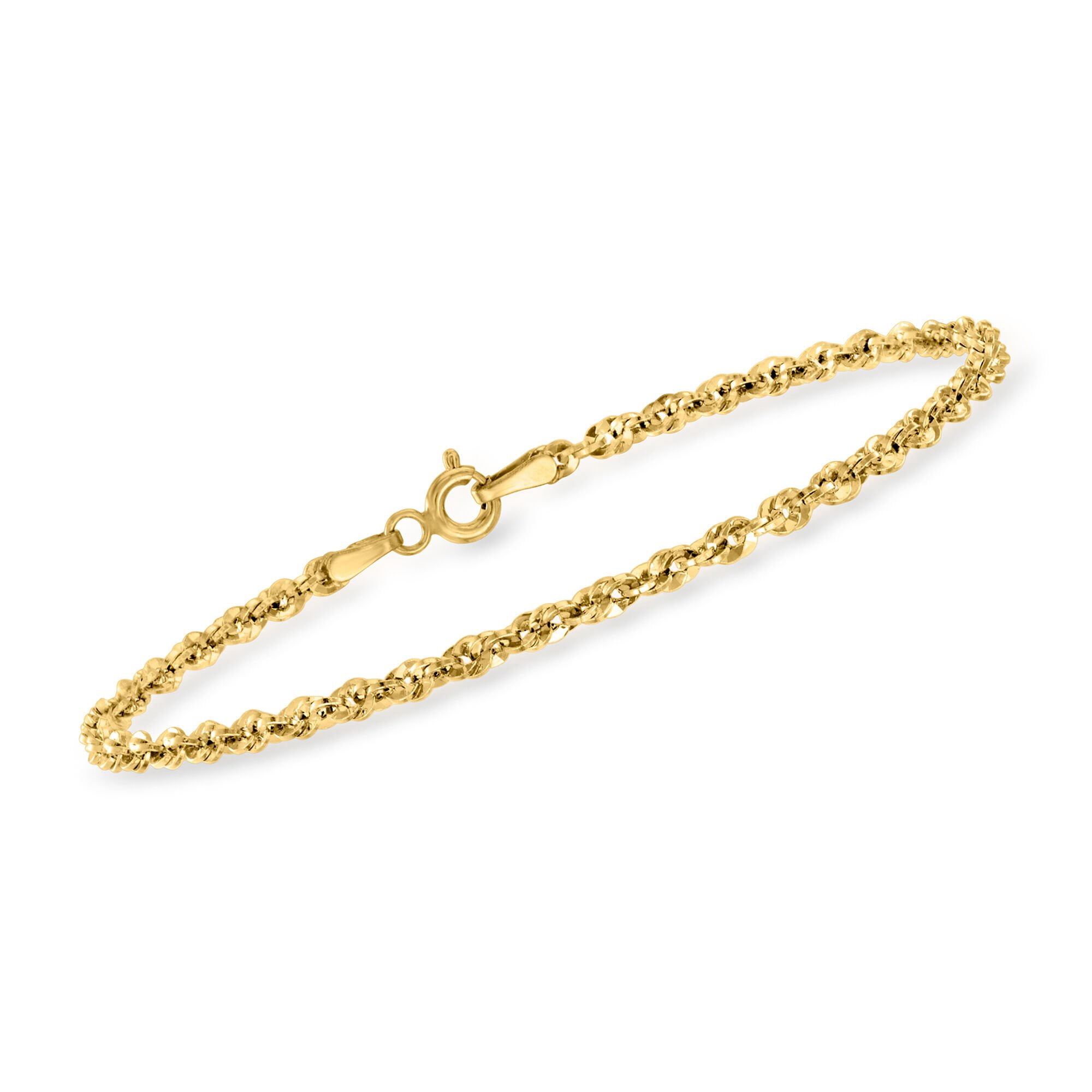 Ross-Simons RS Pure Italian 14kt Yellow Gold Rope-Link Bracelet for ...