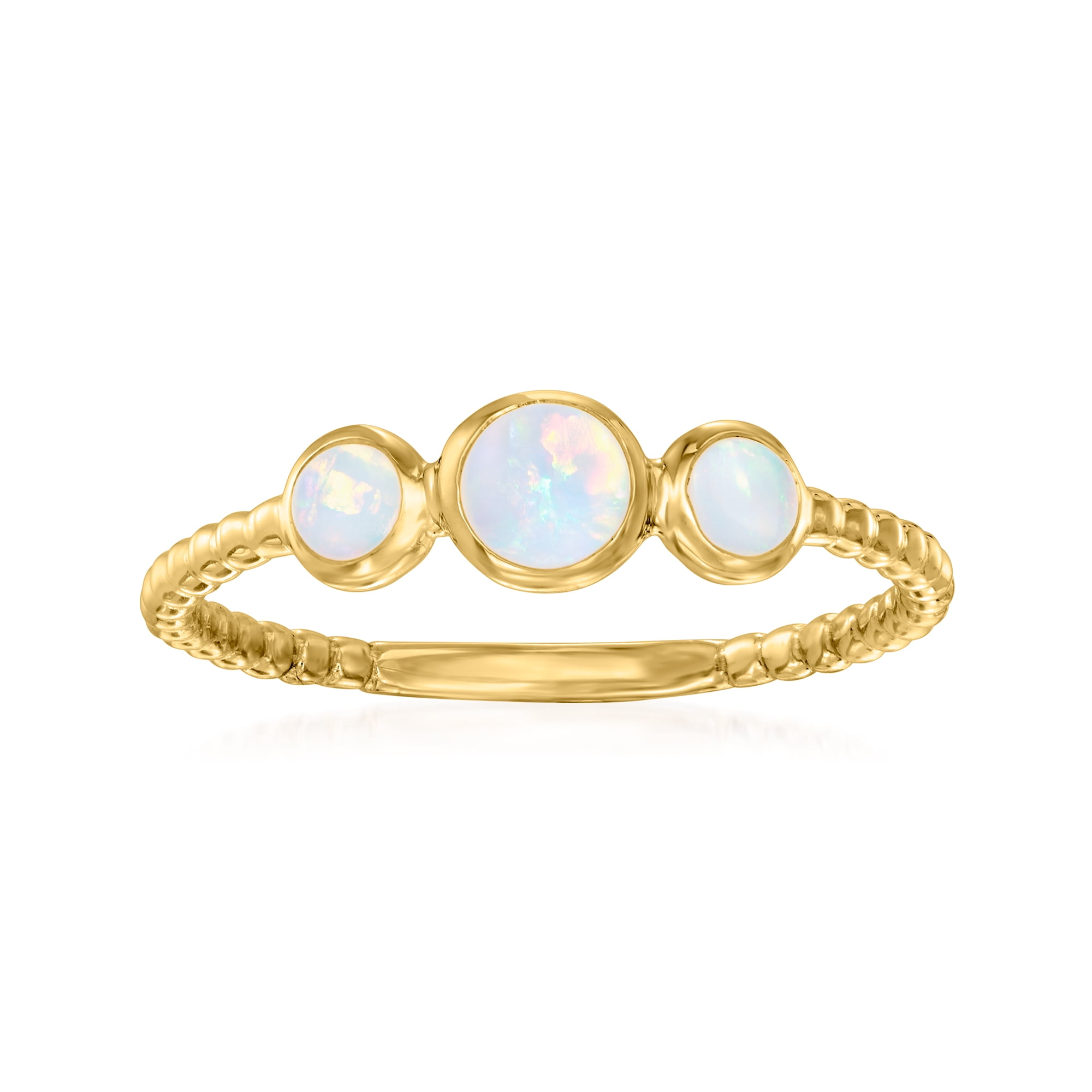 RS Pure by Ross-Simons Opal 3-Stone Ring in 14kt Yellow Gold, Women's ...