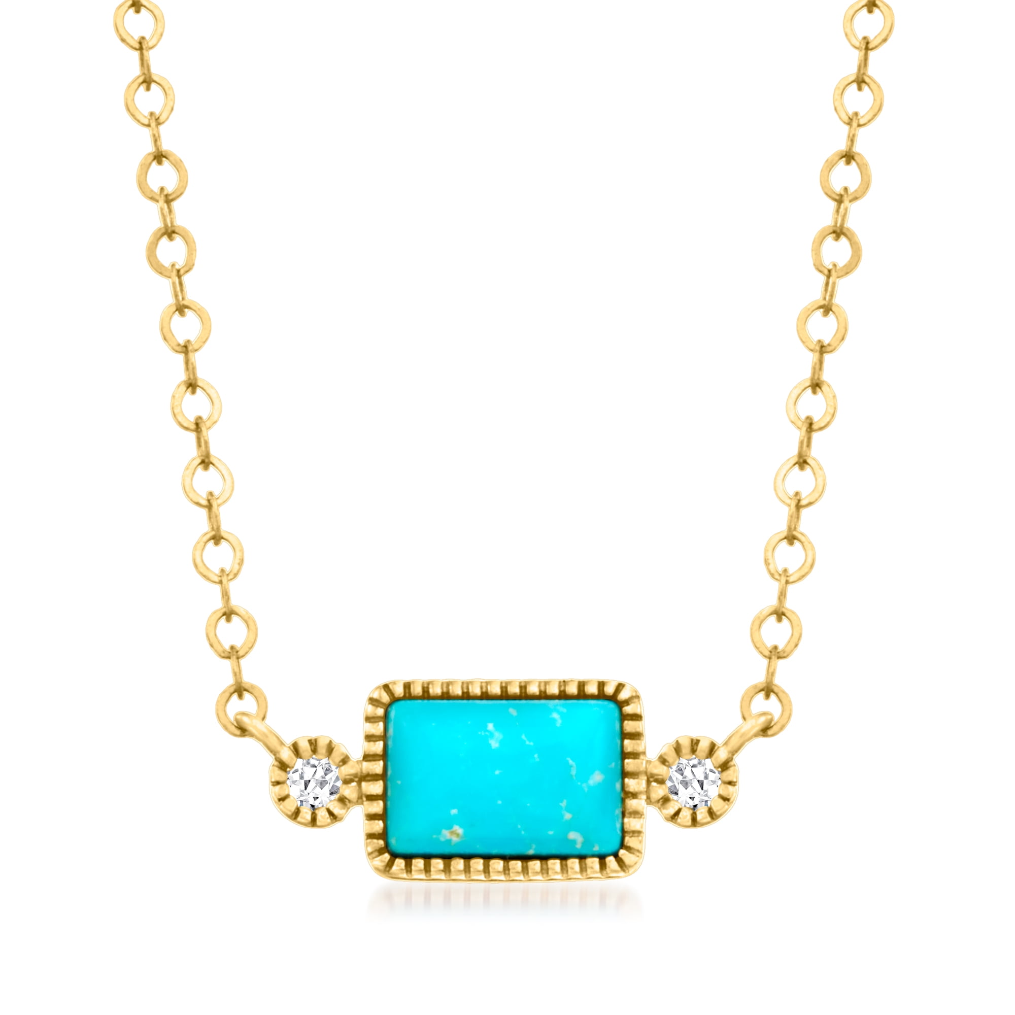 RS Pure by Ross-Simons Turquoise Necklace With Diamond Accents in 14kt ...