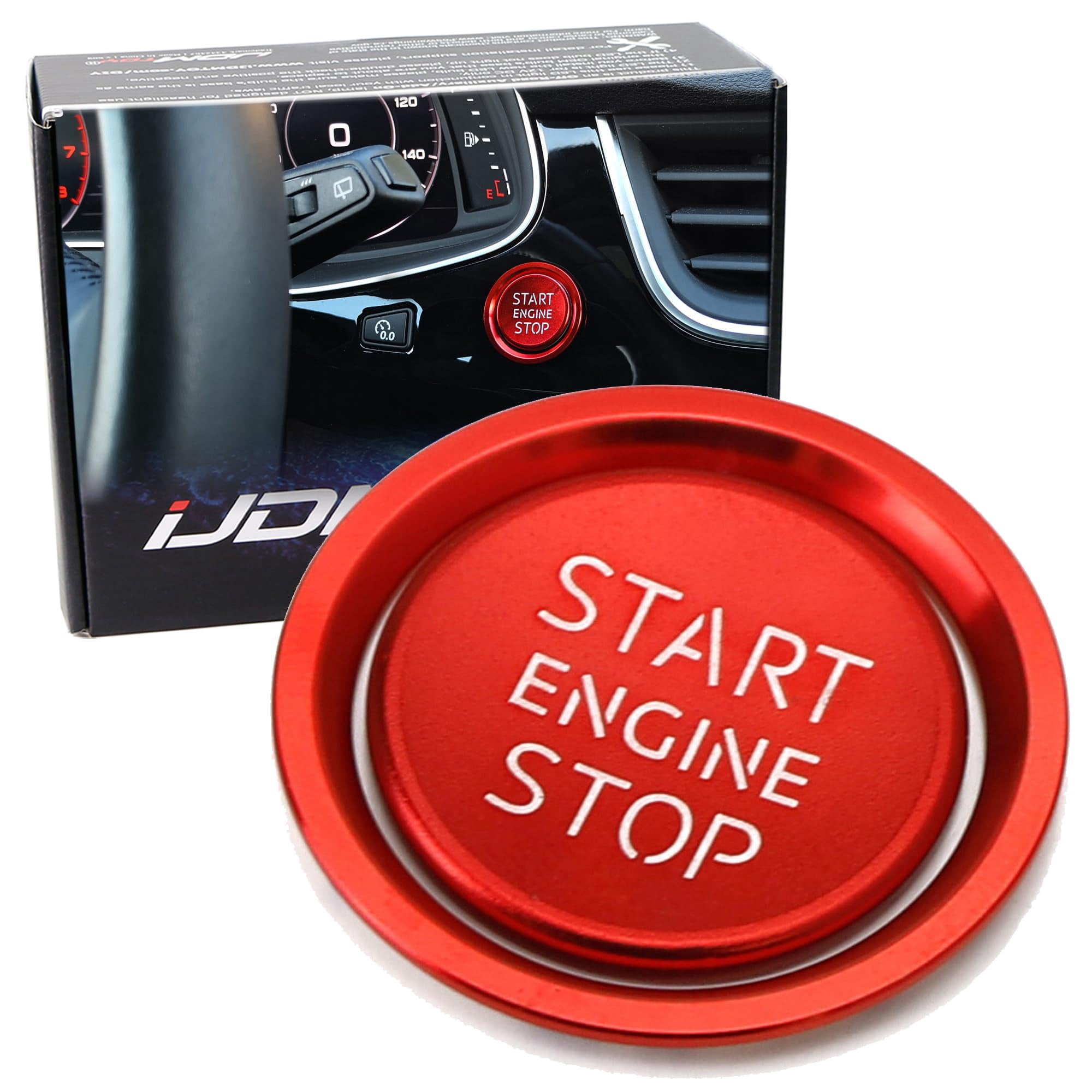 RS Style Red Aluminum Keyless Engine Push Start Button w/Surrounding ...