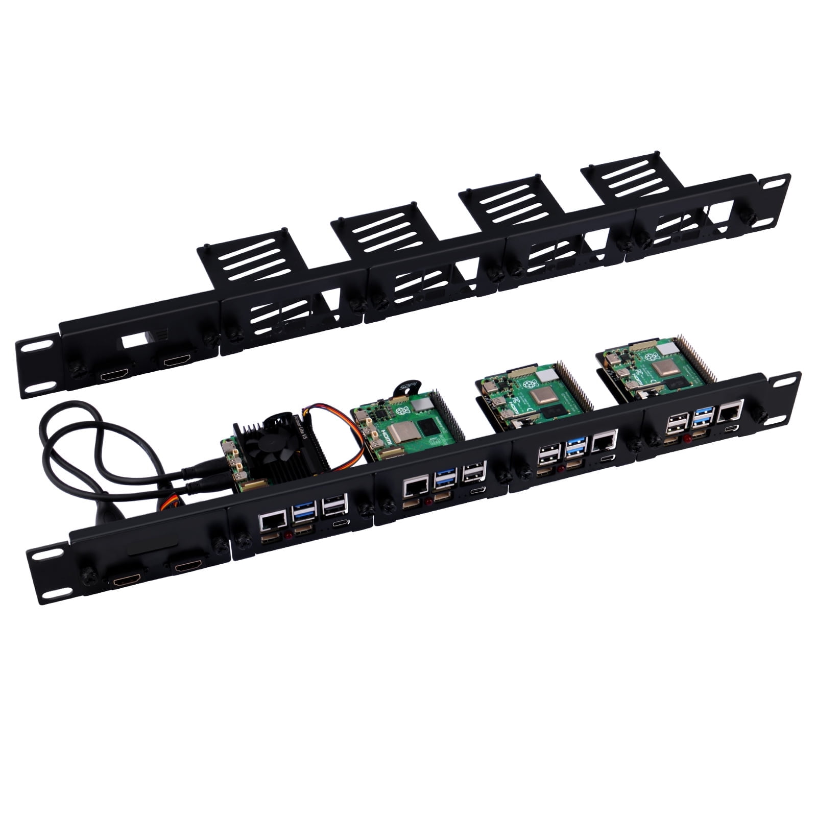 RS01 1U Rack Mount for Raspberry Pi5/4B with four RS-P11 Expansion ...